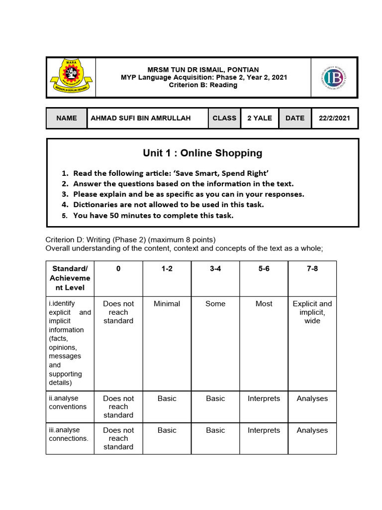 Assessment BI | PDF | Learning | Cognitive Science