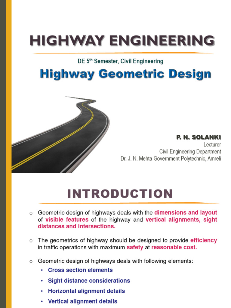 Highway Engineering - Unit 2 - Lecture Note | PDF | Lane | Road