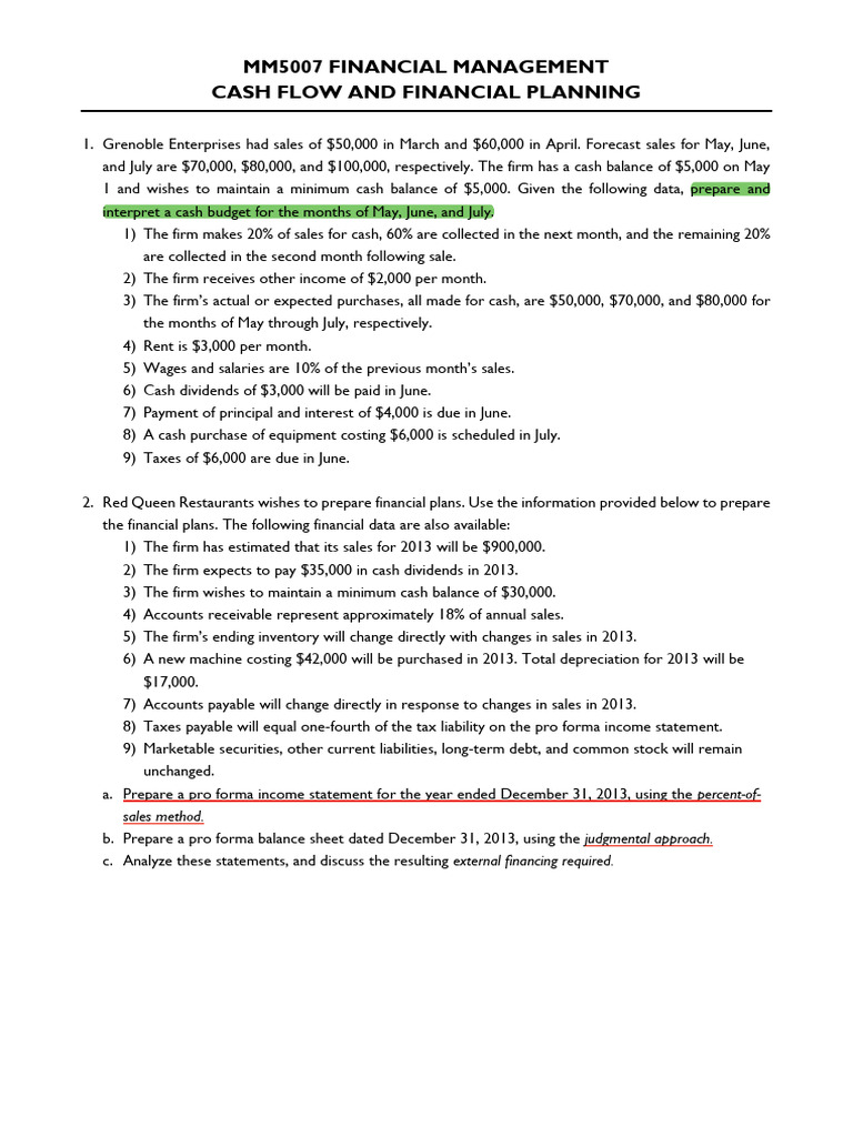 Cash Flow and Financial Planning Class Exercise | PDF | Retained ... Cash Flow and Financial Planning Class Exercise | PDF | Retained ...