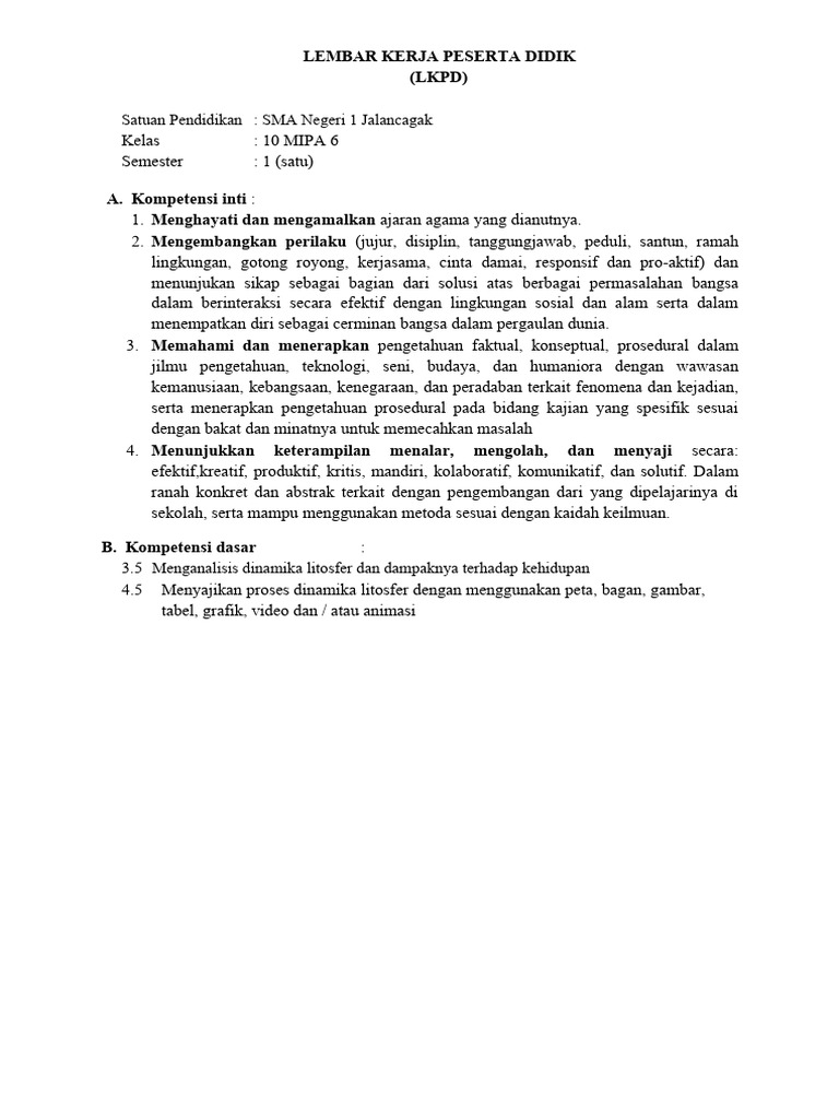 LKPD Pertemuan 1 Litosfer | PDF