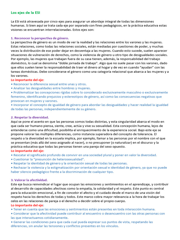 Los Ejes de La ESI | PDF | Género | Estudios de género