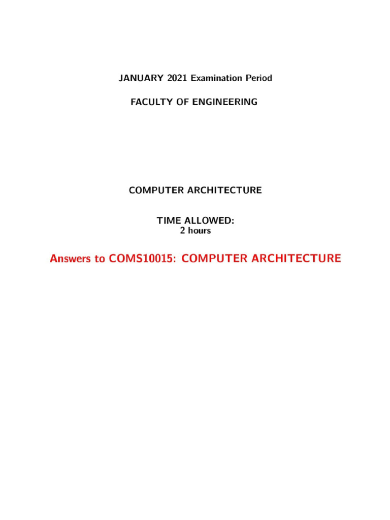Computer Architecture Exam Guide | PDF | Computing | Computer Science