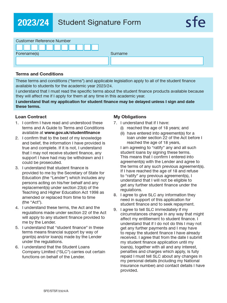 23.24 SFE Student Signature | PDF | Loans | Justice