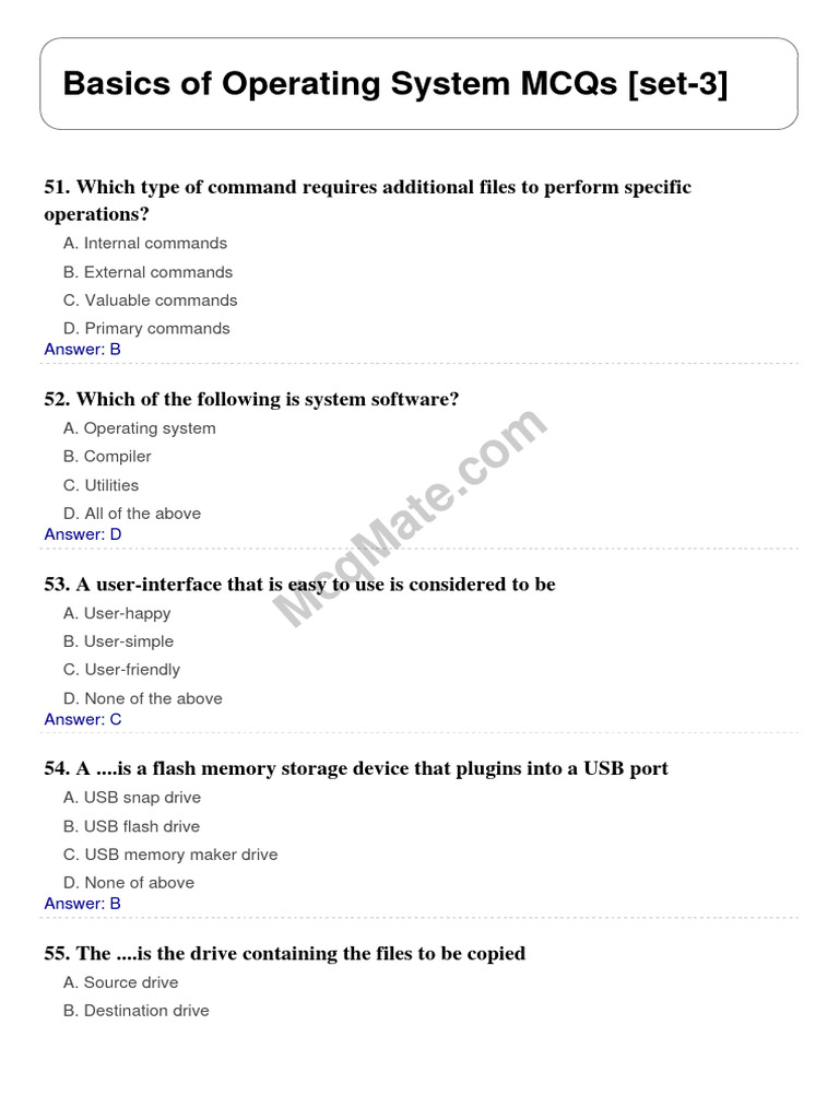 Basics of Operating System Set 3 | PDF | Operating System | Computer File