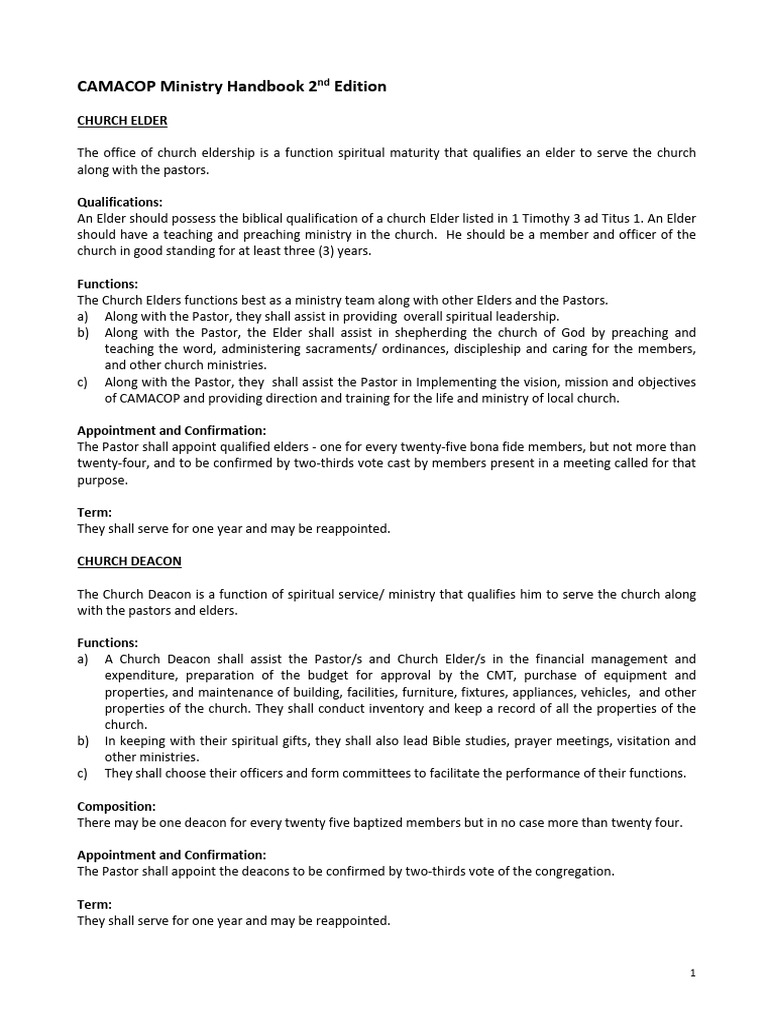 CMT Functions | PDF | Elder (Christianity) | Pastor