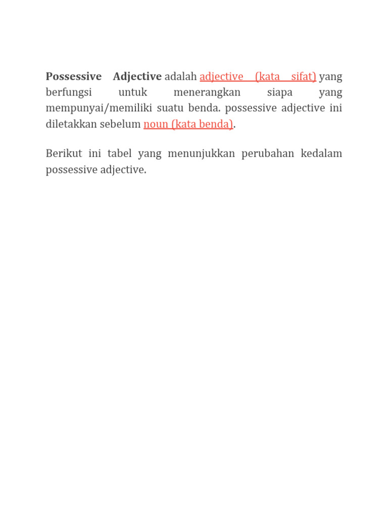 MATERI Possessive Adjective ENGLISH 3 | PDF