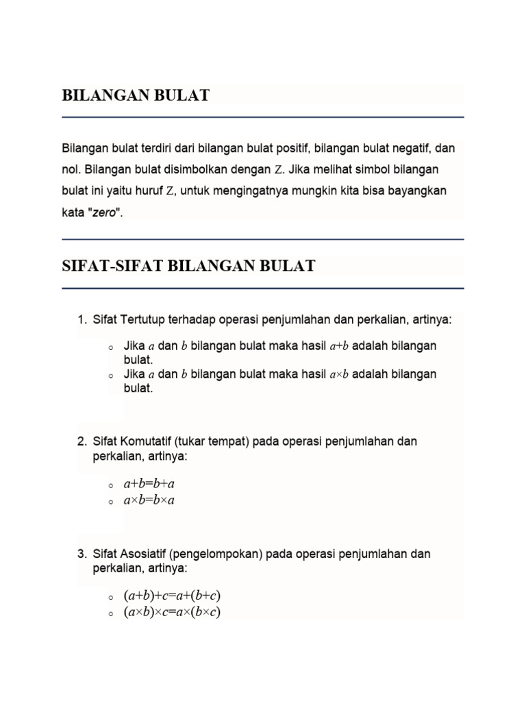 Materi Bilangan Bulat | PDF