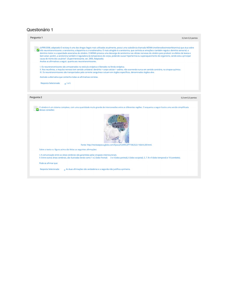 Respostas Neurociências AVA | PDF