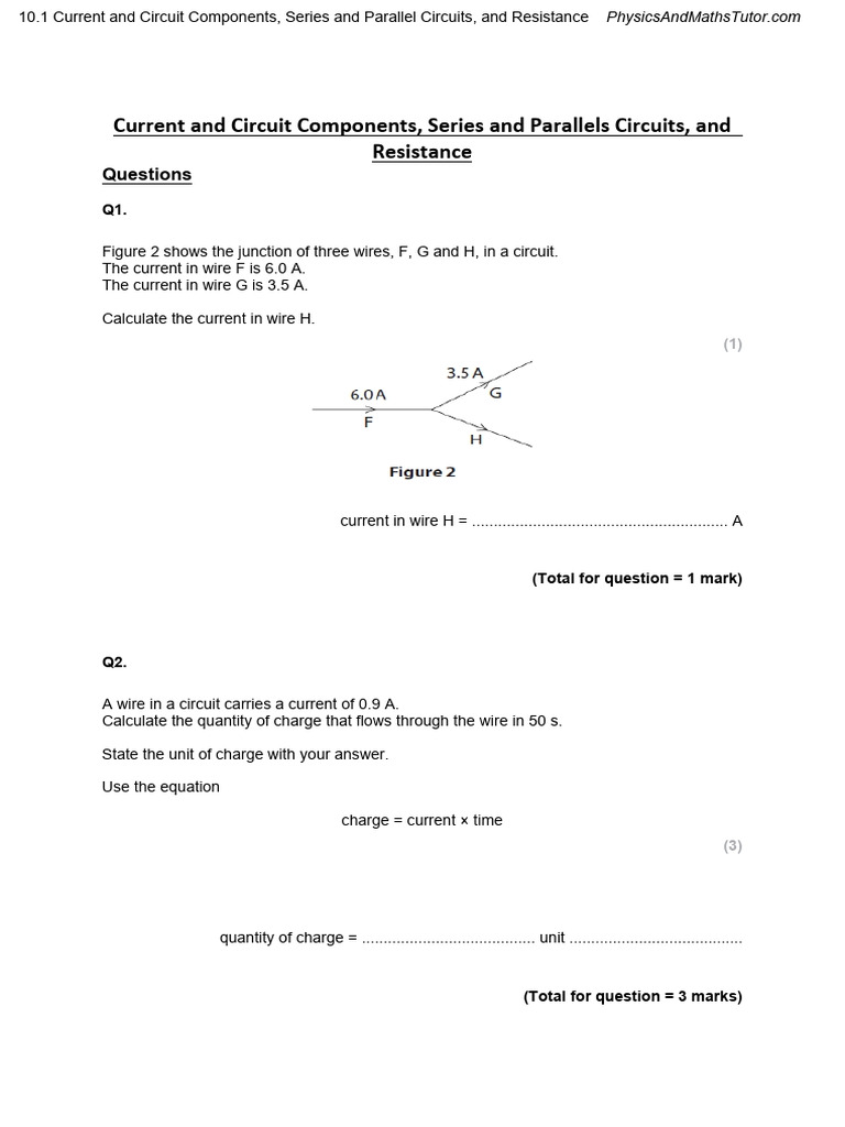 10.1 Current and Circuit Components, Series and Parallel Circuits, and ...