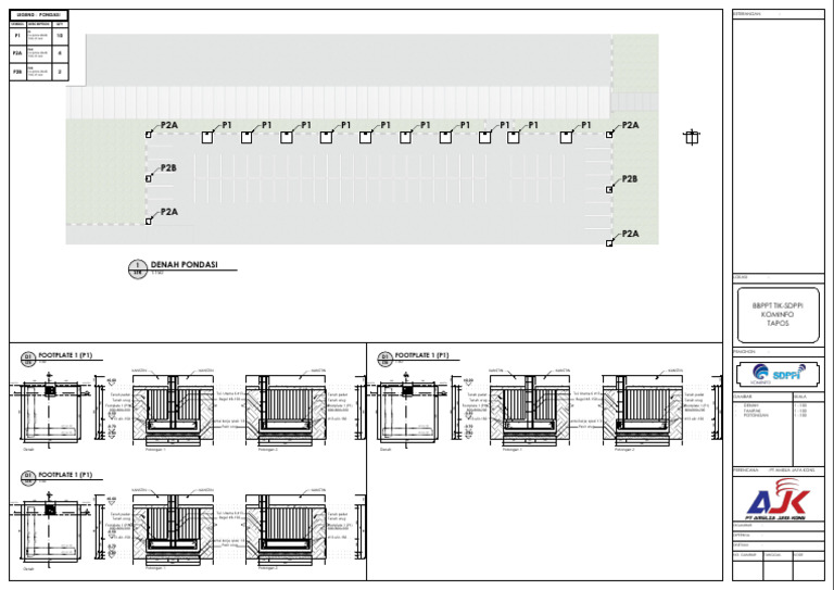 Denah Pondasi Footplate 80x80 | PDF