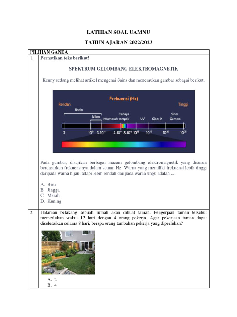 Latihan Soal UAMNU 2022/2023 | PDF