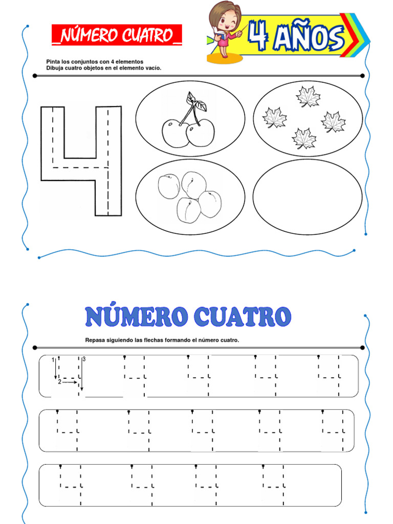 Actividades para trazar el número 4 | PDF