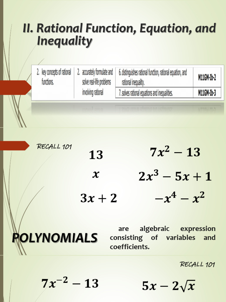 Rational Equa Tio Inequality | PDF | Equations | Polynomial