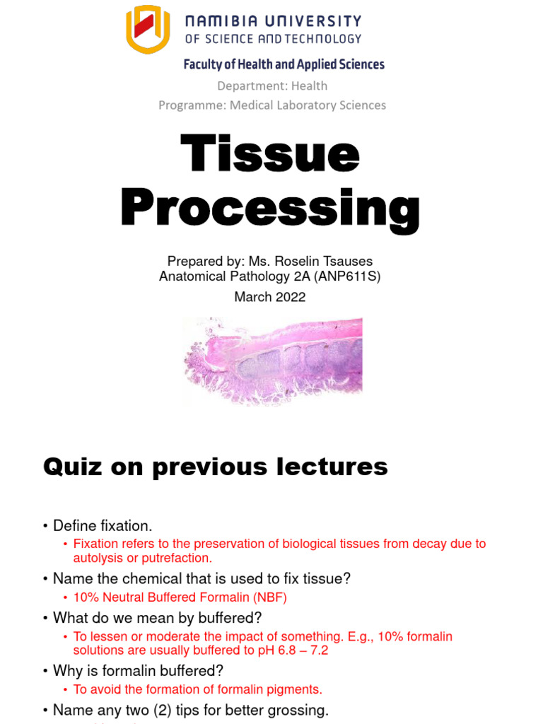 Tissue Processing Pdf Fixation Histology Histology