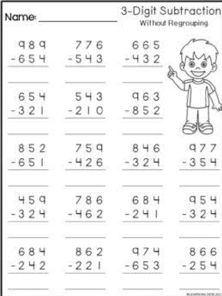 Subtraction Class 1' | PDF