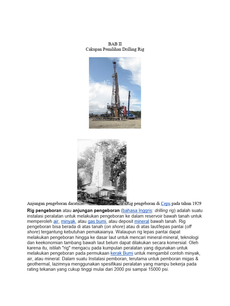 Bab Ii Cakupan Pemilihan Drilling Rig | PDF