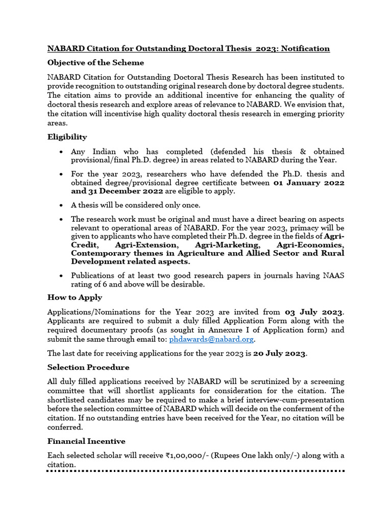 3006230641notification For Outstanding Ph.D. Thesis Citation | PDF | Thesis | Doctor Of Philosophy