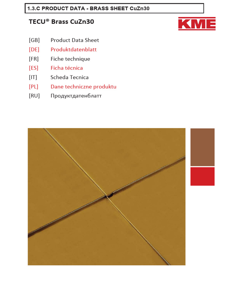 KME CuZn30 Product Data | PDF | Information Science | Sources