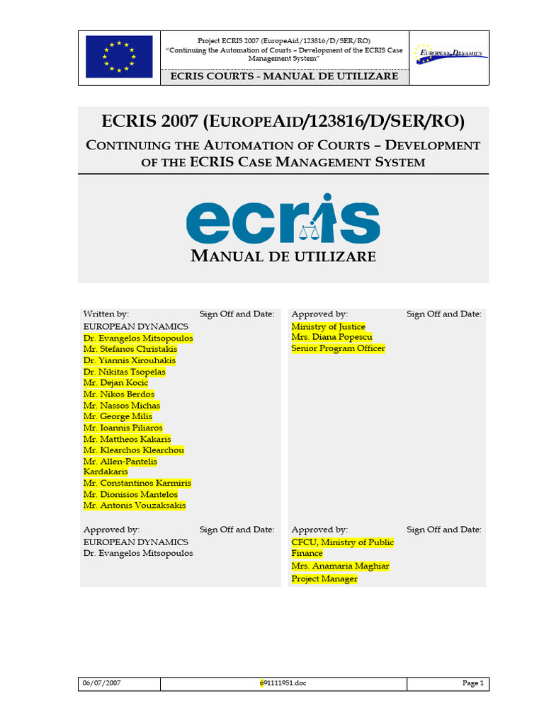 Manual de Utilizare ECRIS | PDF | Computer Networking | Information Technology