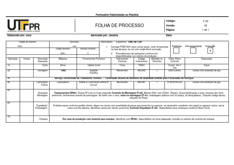 F-20 Folha - de - Processo | PDF