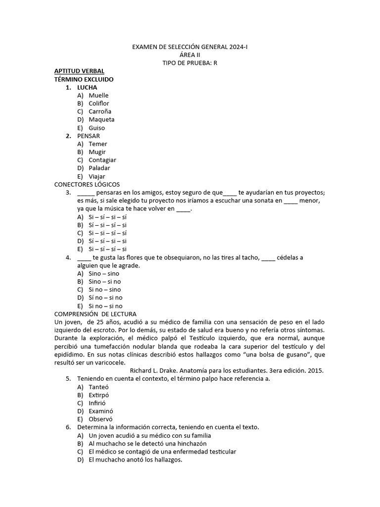 Oraciones con "mugir" en examen 2024-I | PDF | Estudios de idiomas ...