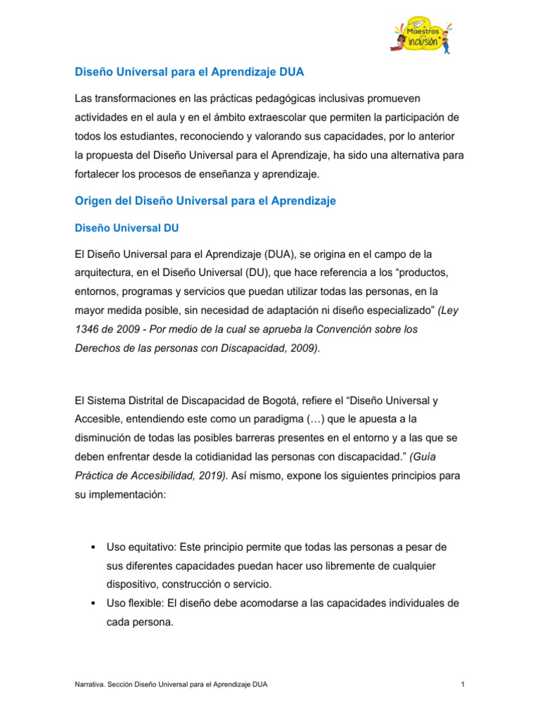 Diseño Universal para El Aprendizaje DUA SC | PDF | Aprendizaje | Invalidez