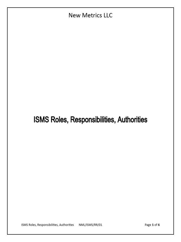 Isms Roles Responsibilities Authorities Pdf Information Security Vulnerability Computing