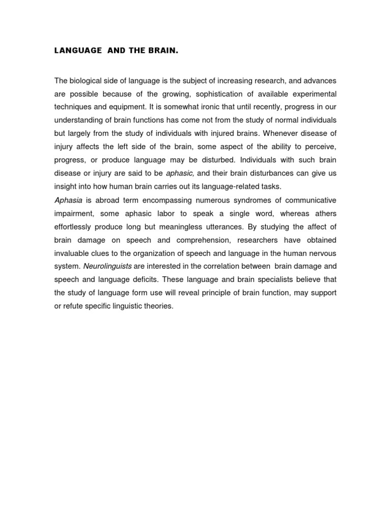 Language and The Brain | PDF | Cerebrum | Cerebral Cortex