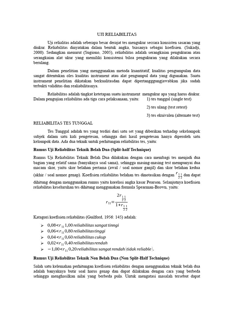 Uji Reliabilitas | PDF