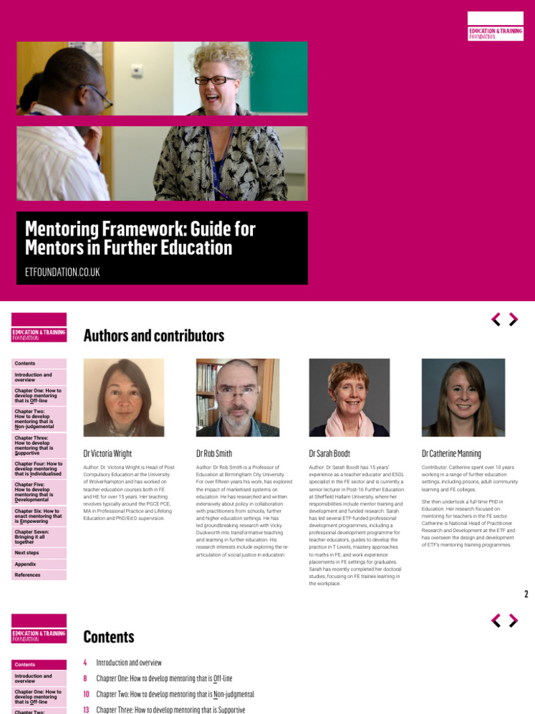 ETF Mentoring Framework Guide For Mentors in Further Education | PDF ...