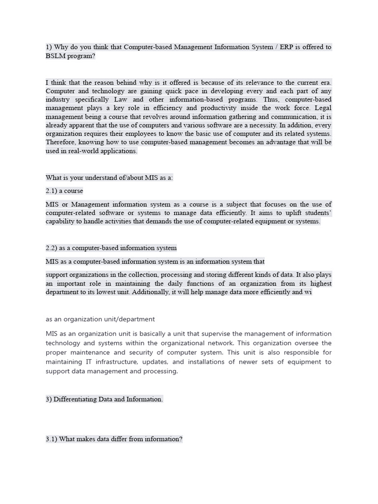 MIS | PDF | Management Information System | Information