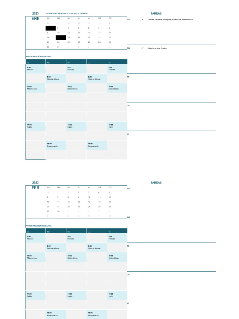 Calendario para Estudiantes | PDF | Calendario | Unidades de medida