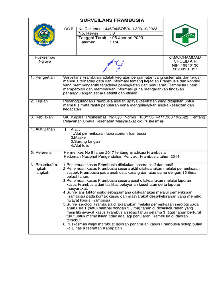 Sop Surveilans Frambusia | PDF