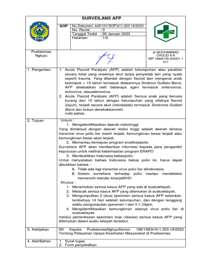 Sop Surveilans Afp | PDF
