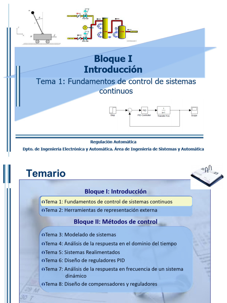 Tema 1 - Fundamentos de Control de Sistemas Continuos | PDF | Teoría de control | Realimentación