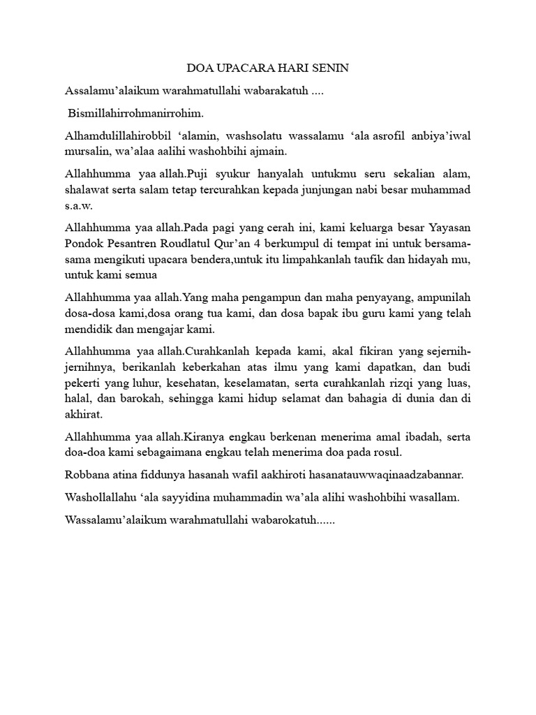 Doa Upacara Hari Senin | PDF