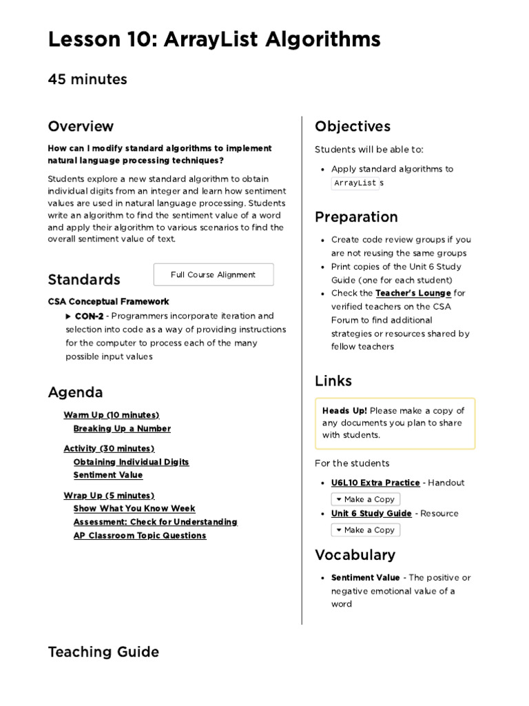 ArrayList Algorithms | PDF | Algorithms | Teachers ArrayList Algorithms | PDF | Algorithms | Teachers
