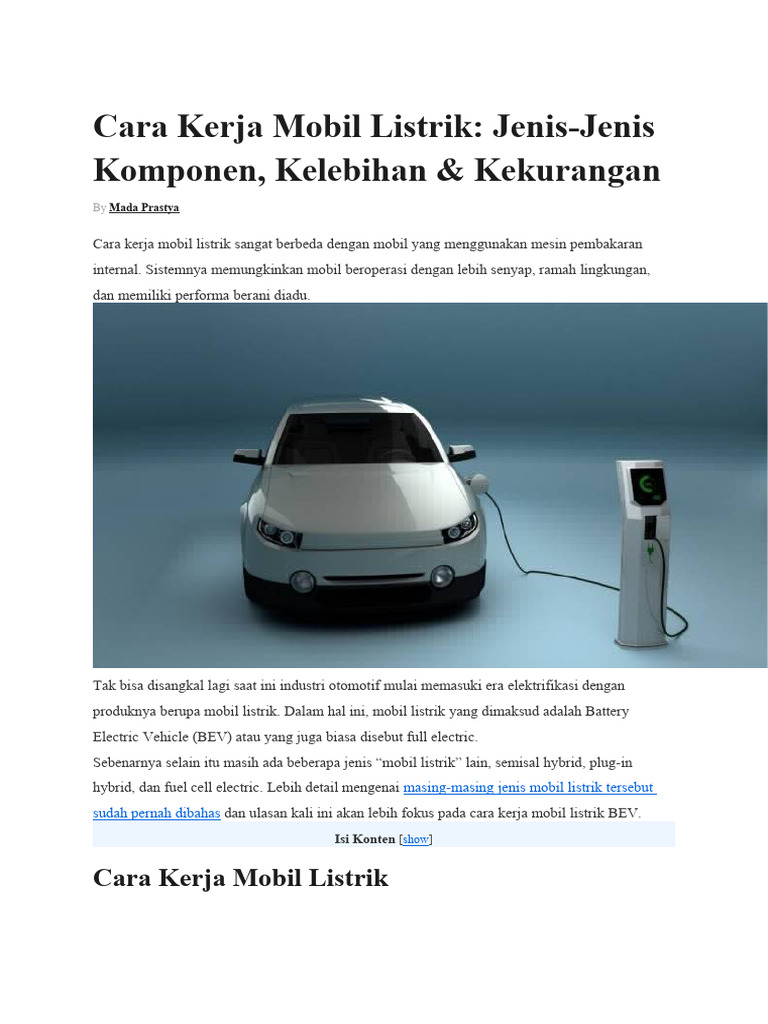 Cara Kerja Mobil Listrik BEV | PDF