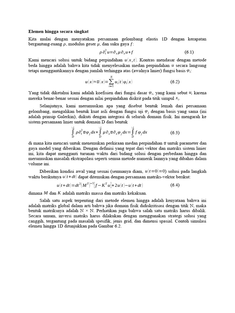 Metode Elemen Hingga Gelombang 1D | PDF