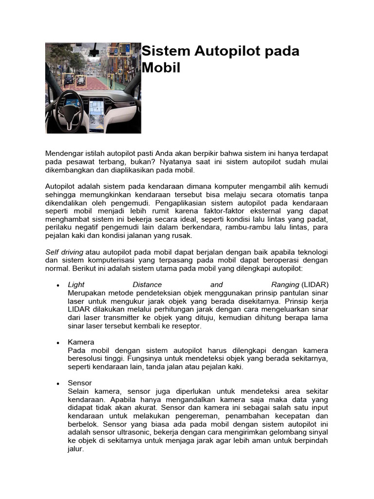 Sistem Autopilot pada Mobil Modern | PDF