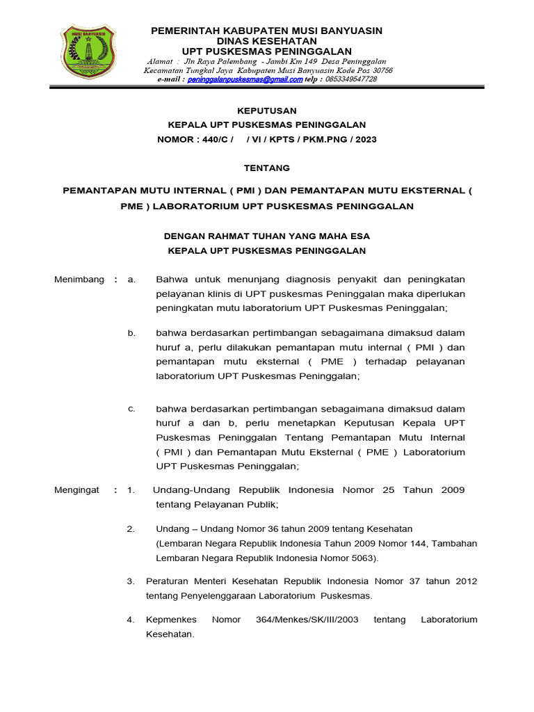 SK Pmi Dan Pme Labor | PDF