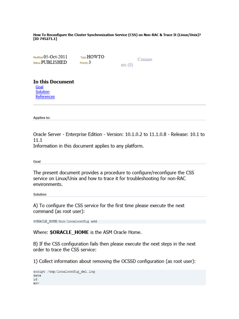 How To Reconfigure The Cluster Synchronization Service | PDF | Operating System Technology ...