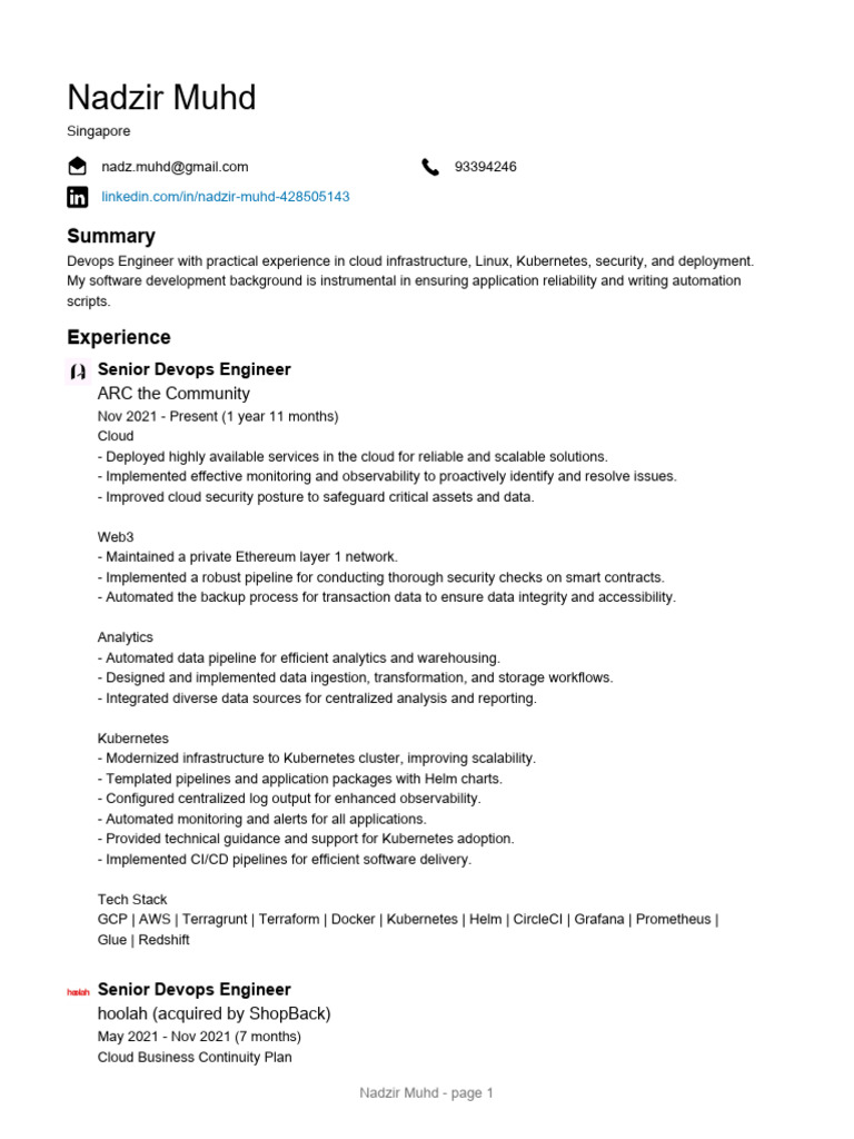 Resume Nadzir Muhd | PDF | Cloud Computing | Computer Security