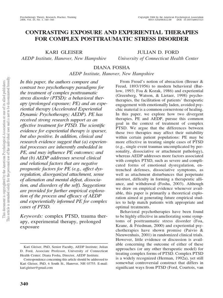 Gleiser, Ford, Fosha - 2008 - Contrasting Exposure and Experiential ...