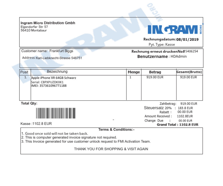 Ingram Micro Invoice for Apple Products | PDF