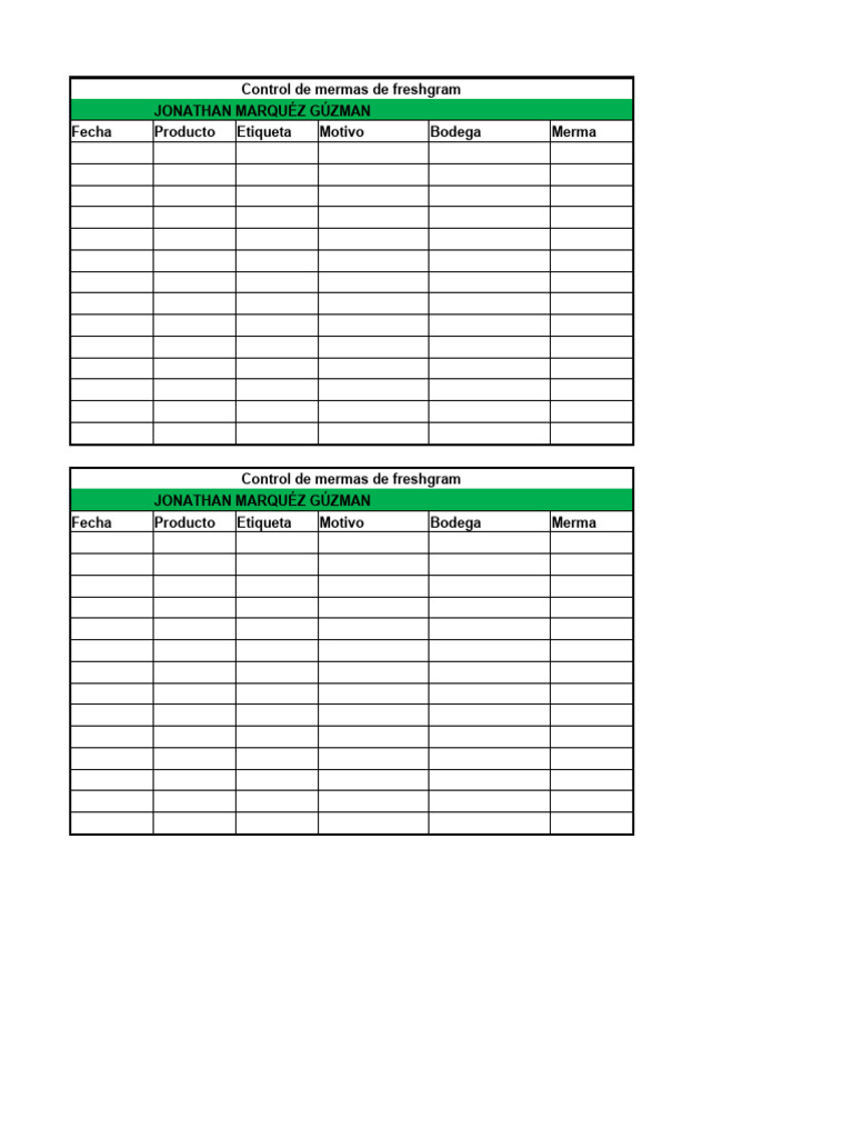 Format Control de Mermas | PDF