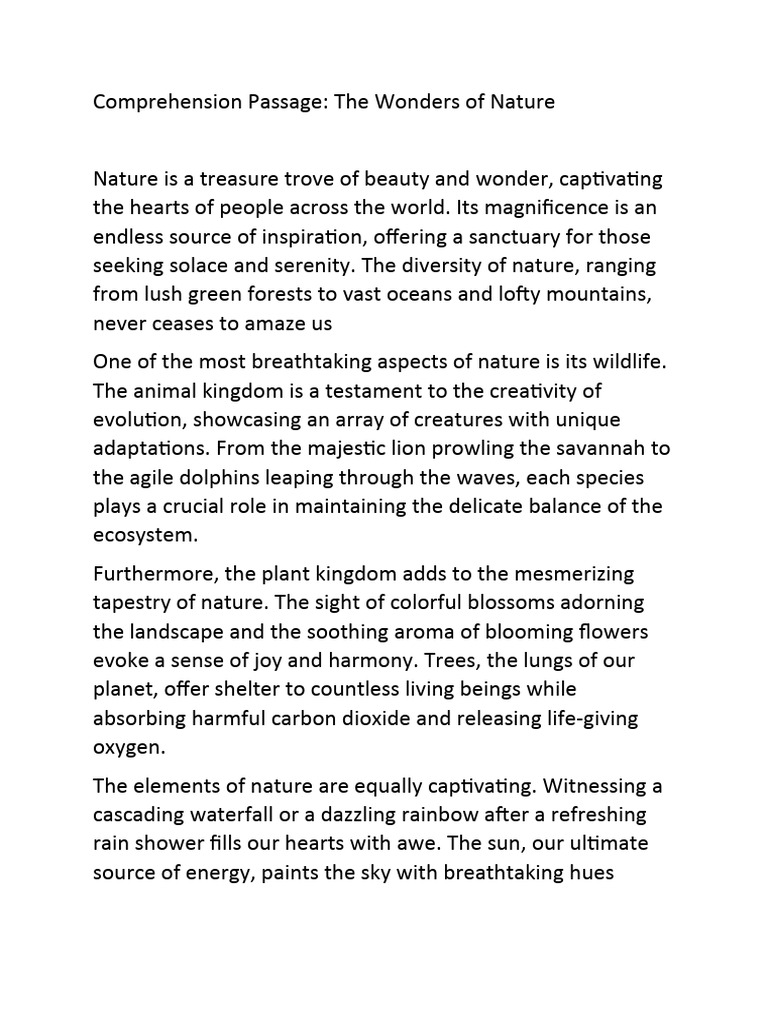 Comprehension Passage | PDF | Nature | Human Impact On The Environment