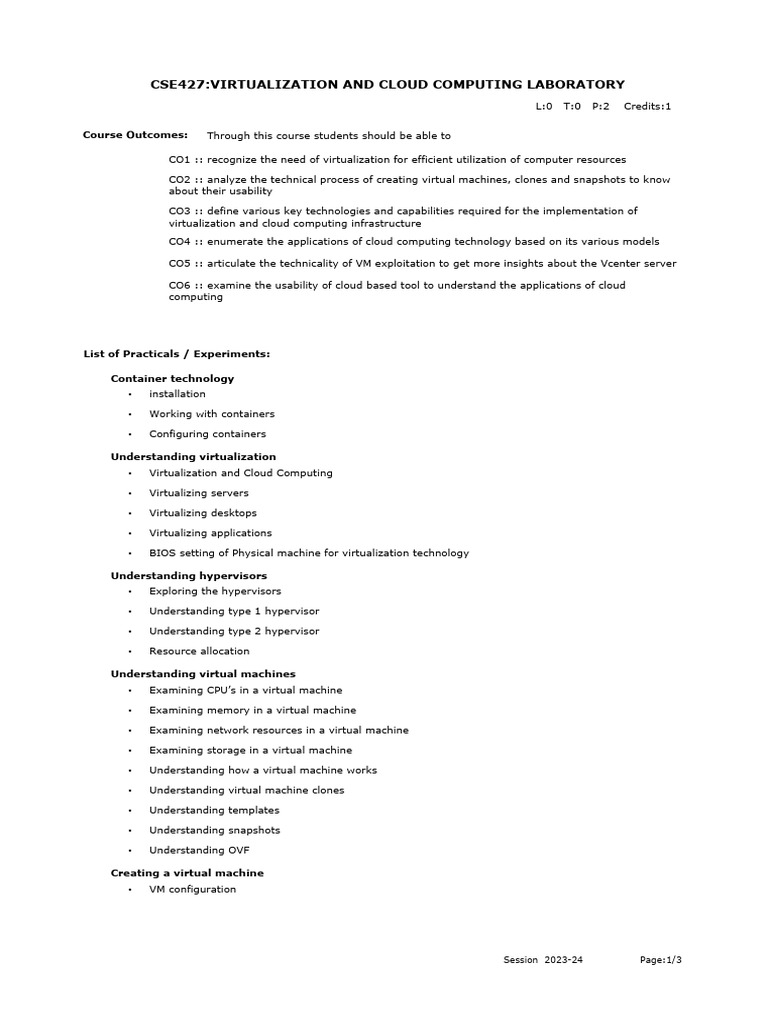 Cloudfrm Course Syllabus IPDownload | PDF | Virtualization | Virtual ...