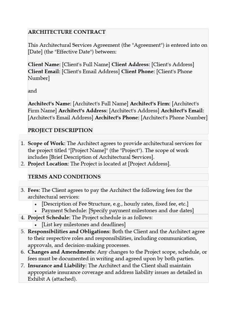 Architecture Contract | PDF | Architect | Private Law