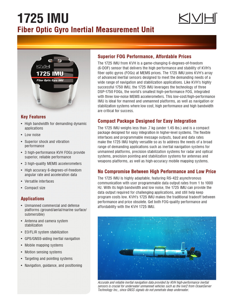 1725 IMU Comm Datasheet 0516 | PDF | Inertial Navigation System | Manufactured Goods